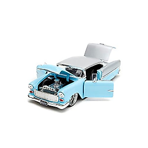 Big Time Muscle 1:24 1955 Chevrolet Bel-Air Die-Cast Car, Toys for Kids and Adults(Light Blue)