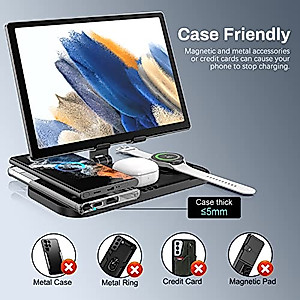 Lopnord for Samsung Wireless Charger, 4 in 1 Charging Station for Samsung Galaxy S22 Ultra/S21/Buds 2 Pro, Watch Charger for Galaxy Watch 5 Pro/4, Foldable Tablet Holder for Samsung Tablet/iPad Stand