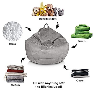 Delmach Bean Bag Chair Cover (No Filler) | Bird's Nest Shape | Adult Size | Microsuede | Stuffed Animal Storage for Kids Or Memory Foam| Double Stitched | Durable Zipper | Soft Premium