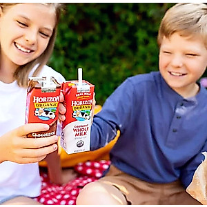 Organic Milk, Horizon Organic Whole Milk | Shelf Stable Milk, Grass Fed Milk Assortment of Plain, Vanilla, Chocolate, & Strawberry, Lowfat On-The-Go Milk Boxes for Kids & Adults| Includes Calcium, Vitamin A, Vitamin D & 8g of Protein, Non GMO Milk 8 Fl Oz