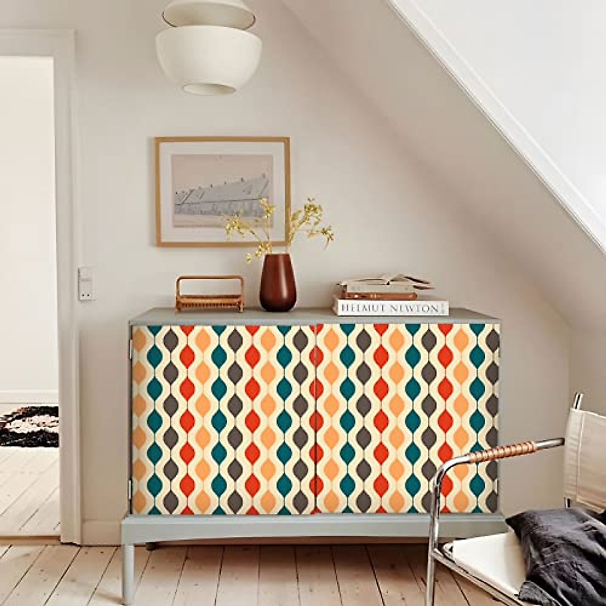 Red＆Yellow＆Green Peel and Stick Wallpaper Contact Paper 15.7”×196.8” Removable Wall Coverings for Home Decorative Table and Door Renovated