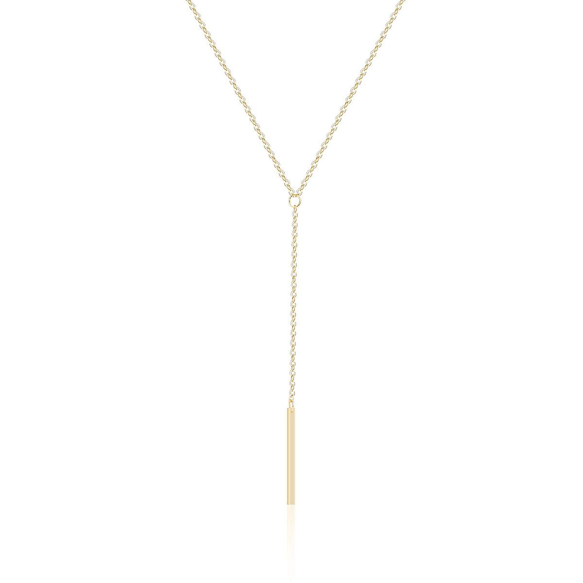 itianxi GoldY Shaped Dainty Necklace 18K Gold Plated Cute Bar Drop Vertical Handmade Delicate Boho Baton Minimalist Chain Simple Lariat Pendant Necklace for Women
