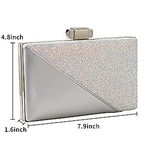 ZHANNI Clutch Purses for Women Fashion Shining Evening Bag Handbag Party Wedding Clutch Cocktail Prom (Silver)