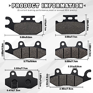 Brake Pads Front & Rear for Yamaha Rhino 660 YXR660 4x4 2004-2007 Rhino 450 YXR450 4x4 2006-2009 Raptor 700 700R YFM700 YFM700R 2006-2012