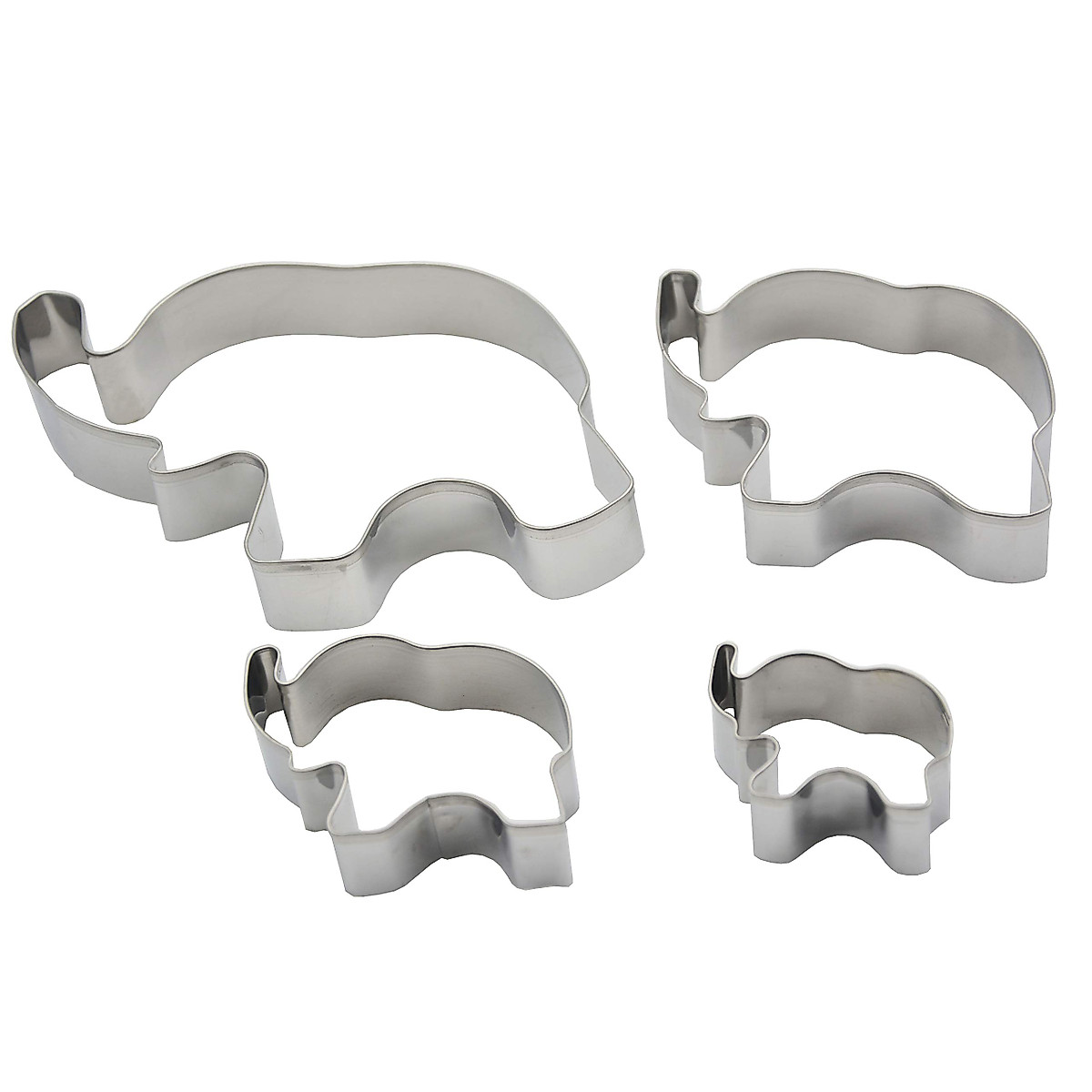 4 PCS Set Cute Elephant Shaped Stainless Steel Cake Fondant Cookie Mold Cutters