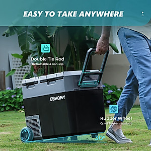 EUHOMY 12 Volt Refrigerator with Ice Maker, 48QT(45L) Electric Cooler Usable Battery Dual Zone, Car Refrigerator APP Control, 12V Fridge 12/24V DC 110-240V AC for Camping, Travel, Outdoor, Home