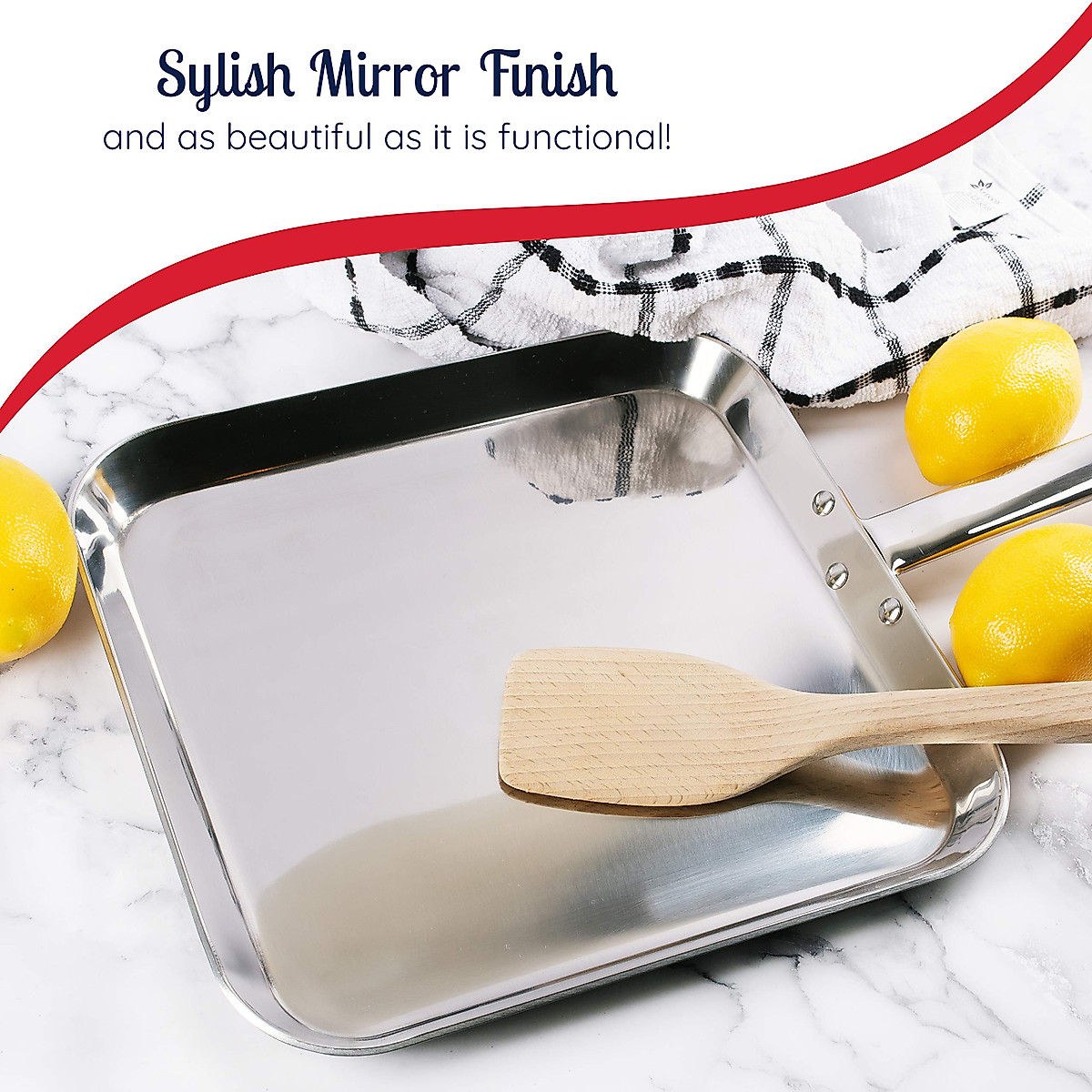 Chef's Secret T304 Stainless-Steel 11-Inch Square Griddle, Ideal for Grilling