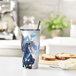 Anime That Time I Got Reincarnated as a Slime Stainless Steel Coffee Mug With Straw And Lid Brush Vacuum Insulated Coffee Tumbler Durable Travel Mugs Thermal Cup For Car Office 20 OZ