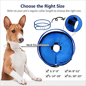 Wepet Adjustable Protective Elizabethan Collar for Cats & Dogs with Shield, Pet Recovery Collar, Pet Cone, Inflatable, Removal & Washable, Easy Storage, Durable & Soft, Blue, Size L with Clear Shield