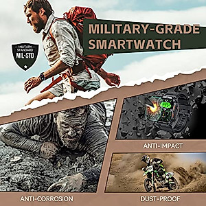 Military Smart Watch for Men (Answer/Make Call), 1.96 Inches HD Rugged Outdoor Tactical Smartwatch, Fitness Tracker Sports Watch with Heart Rate Blood Pressure Sleep Monitor for iPhone Android Phone