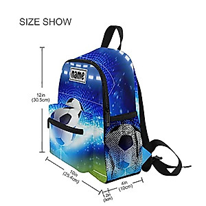 Glaphy Custom Kid's Name Backpack, Sports Soccer Ball Blue Lightning Toddler Backpack for Daycare Travel, Personalized Name Preschool Bookbags for Boys Girls