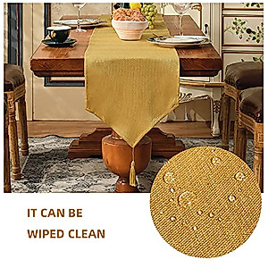 Table Runner Gold Long 72/96/108 Inches Linen Runners for Party Wedding