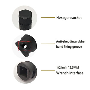 JEUCLEL 12mm Hex Impact Bit Socket, H12 1/2-Inch Impact Drive Allen Socket, Cr-Mo Steel Lengthen Hex Screwdriver Socket Adapter