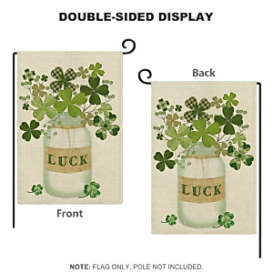 St Patrick's Day Garden Flag Welcome Gnome Garden Flag Vertical Double Sided, Gnomes Horseshoe Beer Shamrock Yard Outdoor Decoration 12x 18 Inch-L6
