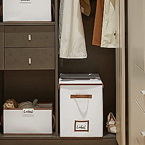 LoforHoney Home Large Storage Bin with Lid for Clothes, Foldable Laundry Basket with Durable Handles, Double Laundry Hamper with Divider, Fabric Storage Bin with Lid for Organizing, Beige