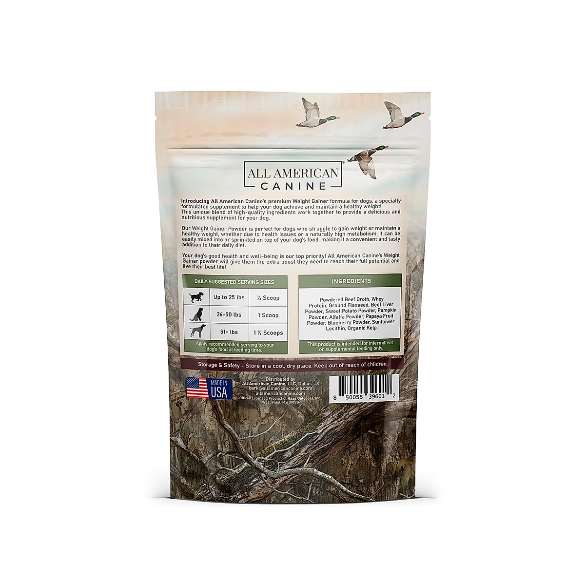 All American Canine Dog Weight Gainer - Dog Protein Powder - High Calorie Dog Food Supplement, Premium Quality Weight Gainer, Mass, Recovery, Appetite Stimulant - 60 Servings