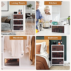 Large Capacity Stackable Storage Bins - Organize Storage Bins Plastic 3 Tier 96Qt White, Stackable Storage Containers with Lids 24Gal, Durable Foldable,Storage for Clothing, Toys, Tools, Books...