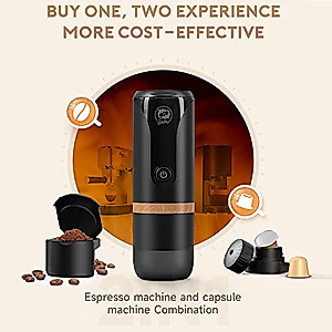 RECAFIMIL Portable Coffee Maker: 12V Travel Espresso Machine 12W, 9 Bar Pressure 2400mAh Rechargeable Battery for Camping, Driving, Home and Office (Machine Holder Portable)