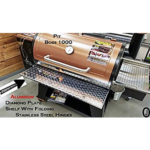 J & O Carts Parts Aluminum Diamond Plate Folding Shelf Fits Pit Boss 1000 Austin XL Pellet Grill