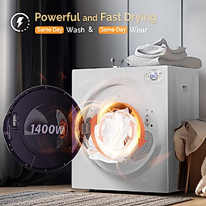 Bonnlo 9LBS Compact Front Load Laundry Dryer, 1400W Stainless Steel Portable Clothes Dryer with LCD Control Panel & Six-Mode Portable Dryer for Apartment, Home, Dorm