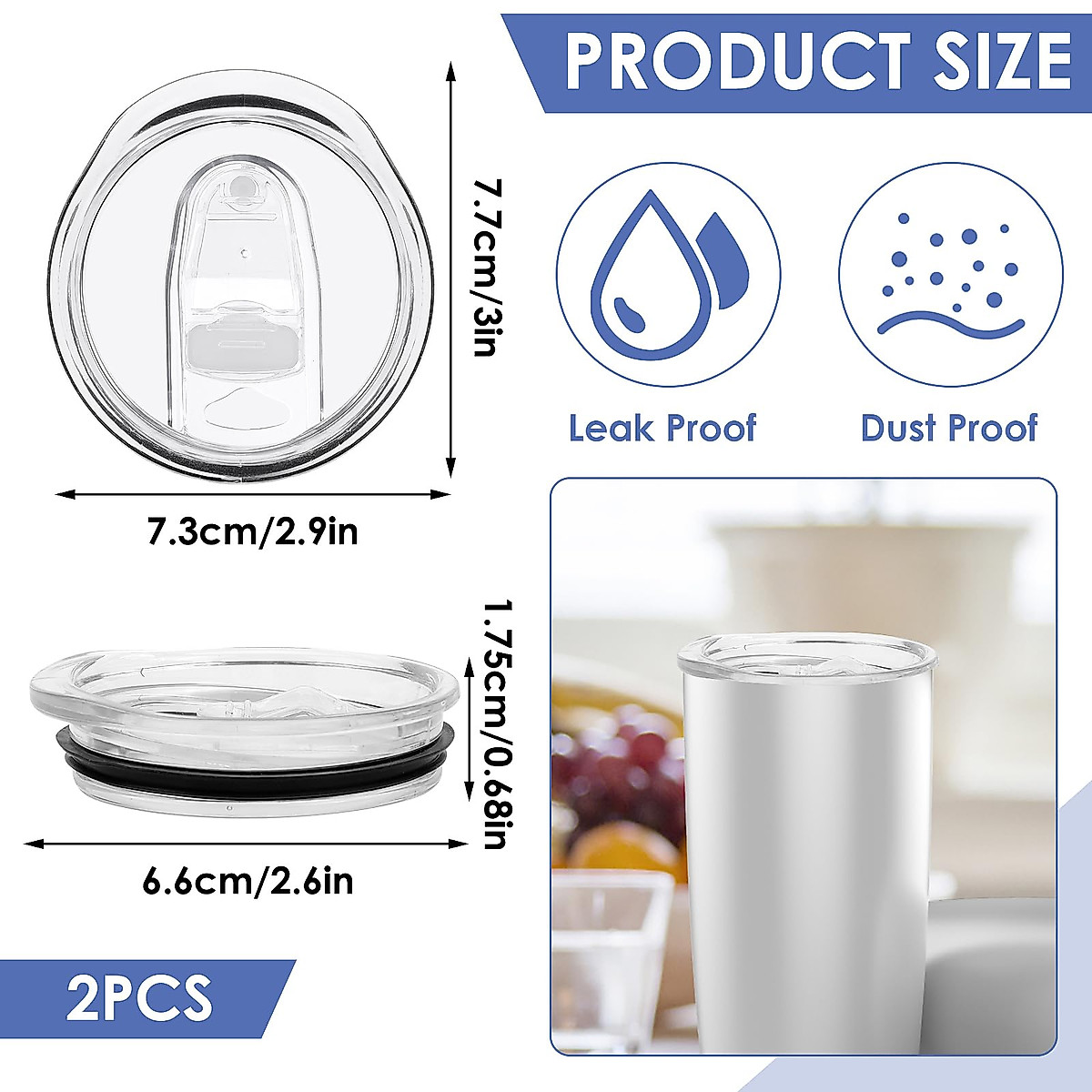 Telooco 2Pcs Compatible with 20 Oz Skinny Tumbler Replacement Lids Plastic Spill Proof Resistant Sliding Covers For Mouth Tumbler Cooler Cup