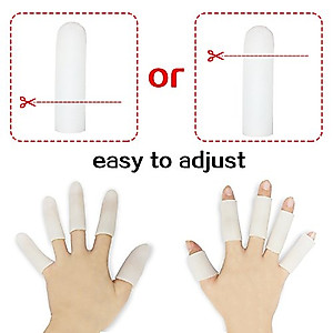 Gel Finger Cots, Finger Protector Support(14 PCS) New Material Finger Sleeves Great for Trigger Finger, Hand Eczema, Finger Cracking, Finger Arthritis and More. (Small Size) (White, Small)