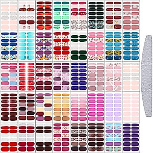 Maitys 560 Pieces Jamberry Nail Wraps Real Nail Polish Stickers Nail Wrap Nail Polish Strips Decals DIY Glitter Nail Adhesive Full Wraps Art Set with Nail File for Women Girls (Glitter Style)
