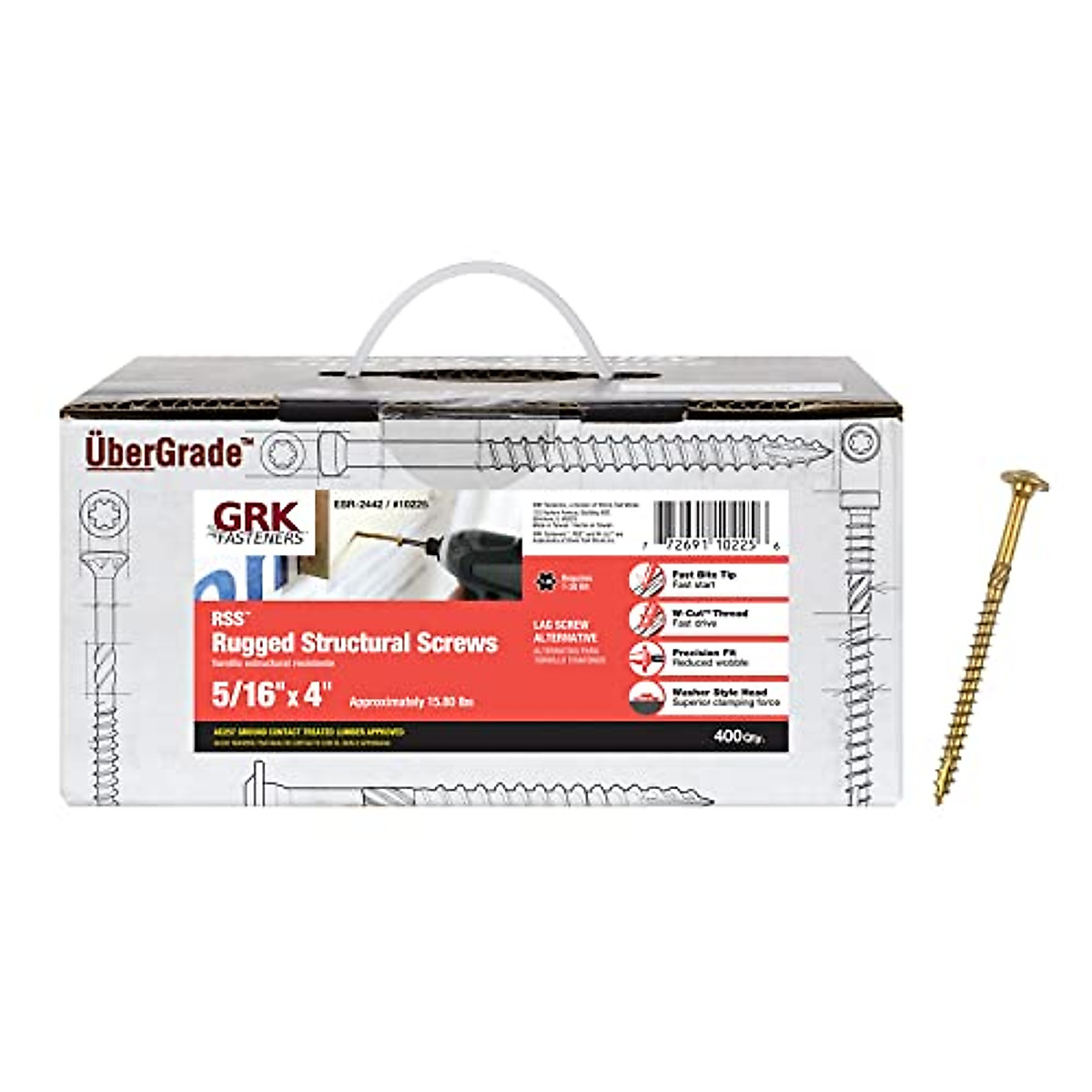 GRK FASTENERS 10225 10225 RSS 5/16" x 4" SCREWS 400CT