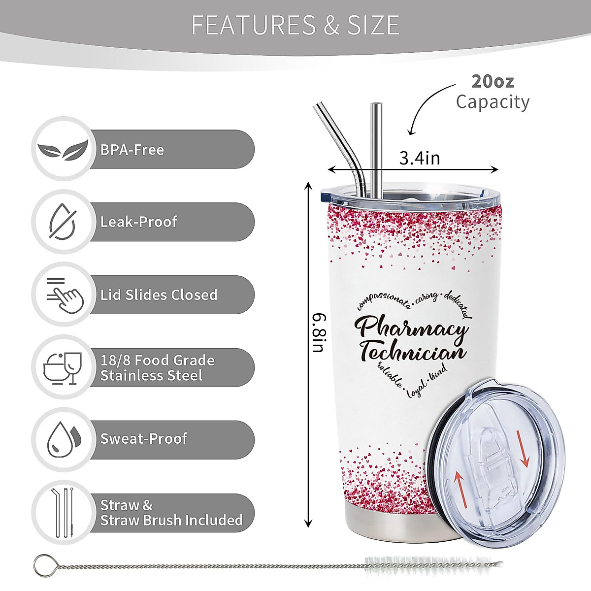 Pharmacy Technician Christmas Gifts, Gifts for PT on Pharmacy Technician Day, National Pharmacy Week Gifts, PT Appreciation Gifts, PT Graduation Gifts, Birthday Gifts for Pharmacy Tech 20 oz Tumbler