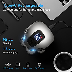 Electric Head Shavers for Bald Men, 7D 5-in-1 WeChip Bald Head Shavers for Men, Modern Design Head Razors for Bald Men, Wet/Dry Men's Electric Shavers Cordless, Anti-Pinch, LED Display Grooming Kit