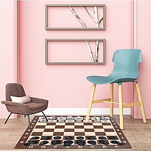 ALLC Brown Checkered Letters Numbers Retro Rug Outdoor Rug 2x3ft/24x36in/60x90cm, Fluffy Rug for Apartment Dorm Room Essentials for Girls