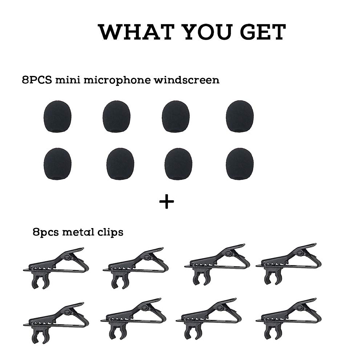 BAISDY 8Pack Mini Size Microphone Windscreen Foam Mic Cover for Lavalier Lapel Microphone with Lapel Clips