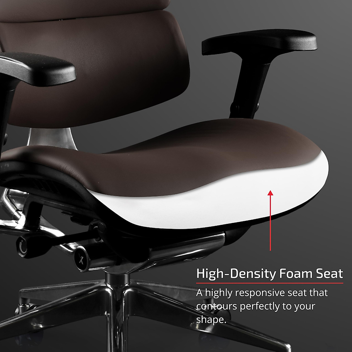 X-Chair X4 High End Executive Chair, Brown Leather with Headrest - Ergonomic Office Seat/Dynamic Variable Lumbar Support/Floating Recline/Stunning Aesthetic/Adjustable/Perfect for Office or Boardroom