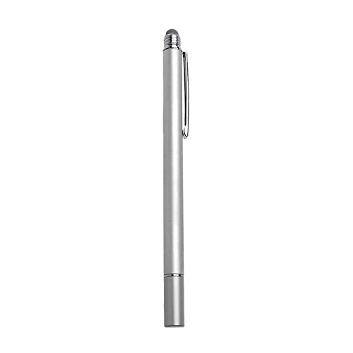 BoxWave Stylus Pen Compatible with Microsoft Surface Duo 2 5G - DualTip Capacitive Stylus, Fiber Tip Disc Tip Capacitive Stylus Pen for Microsoft Surface Duo 2 5G - Metallic Silver