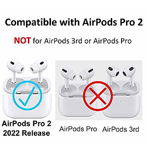 [ Fit in Case ] Ultra Thin Compatible with AirPods Pro 2 Ear Tips Eartips, Replacement Super Thin Anti Scratch Cover Skin Accessories Compatible with AirPods Pro 2nd Generation 2 White 2 Black