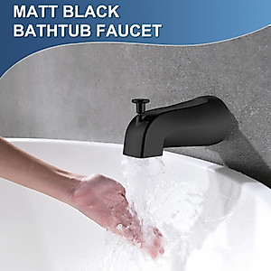 Gold Hao The Bathroom Universal Slip-On Tub Spout with Diverter - 5" Bathtub Faucet with Diverter, Easy to Install & Save Water Leaks in Minutes, Fit 5/8" Copper Pipe (Matte Black)