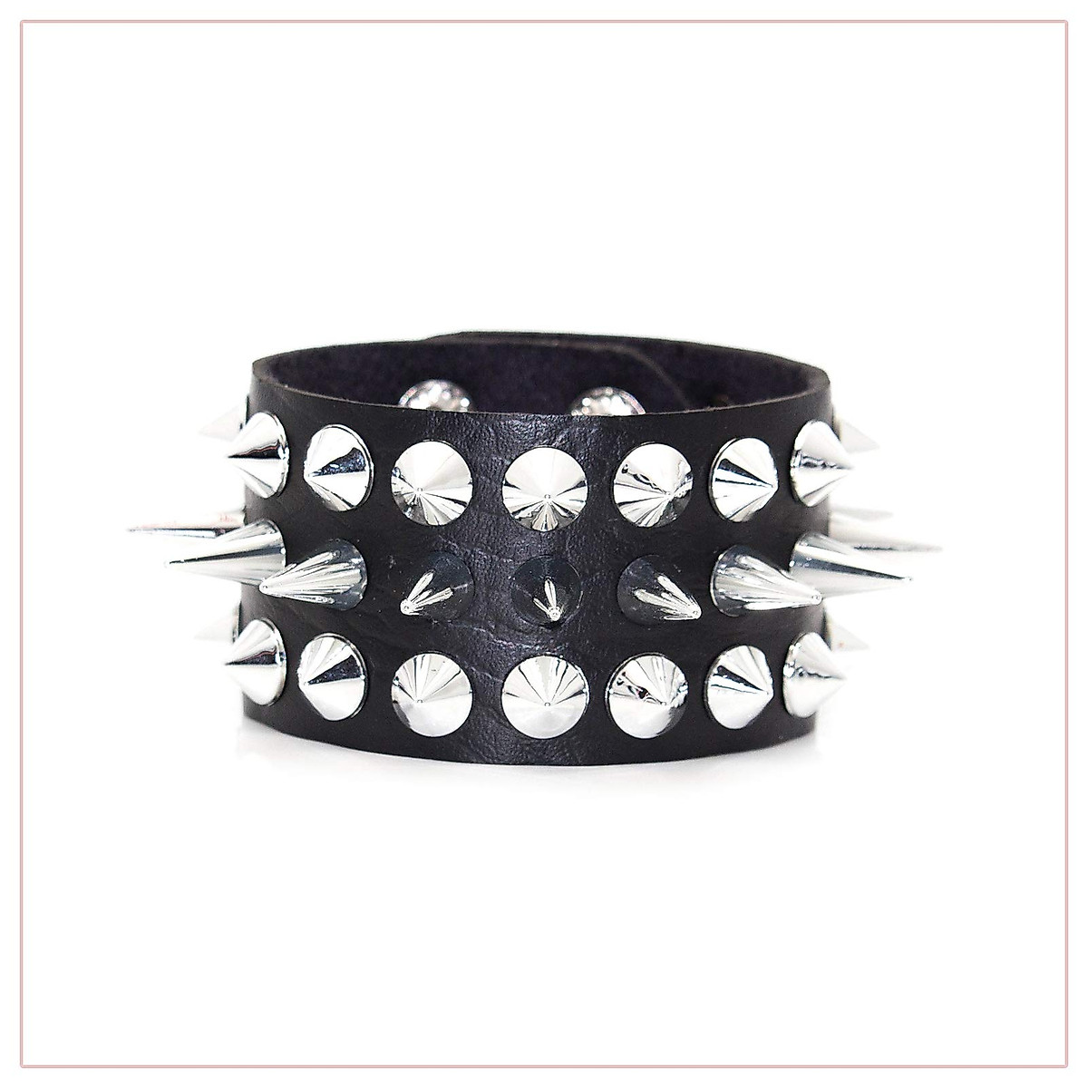 Nsitbbuery Punk Rivet Bracelet Spike Wide Leather Wristband Bracelet(ONESH)
