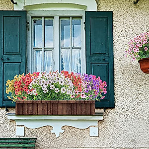 XEOLIAN 12 Bundles Artificial Flowers Outdoor UV Resistant Fake Plastic Plants Indoor Outside Hanging Plants Garden Porch Window Box Home Wedding Farmhouse Festive Shrub Decor (Purple)