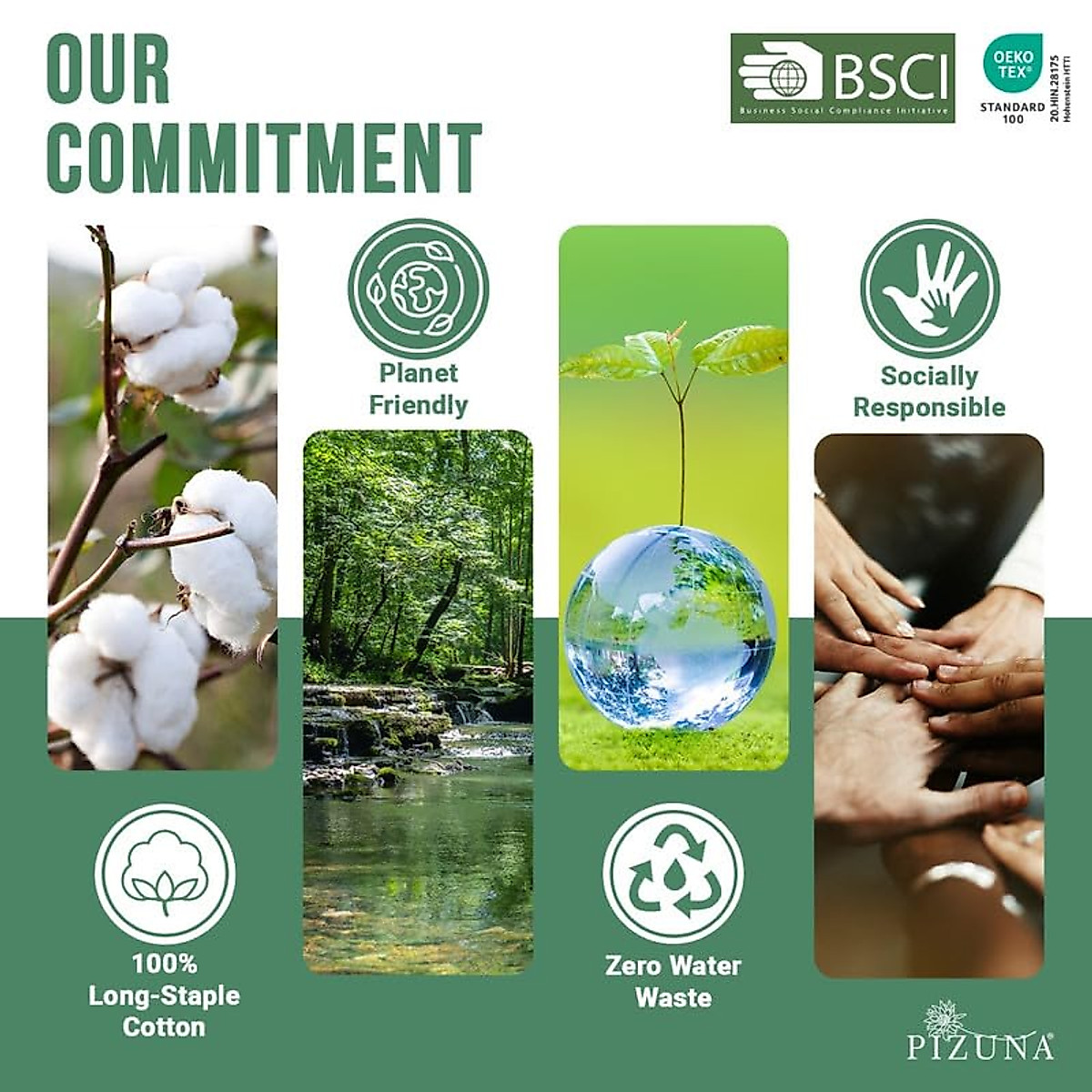 Pizuna Pure 100% Cotton Sheets Full Size, Luxurious 400 Thread Count Long Staple Cotton Sateen Sheets Full with 15" Deep Pocket (Combed Dark Grey Cotton Sheets Full)