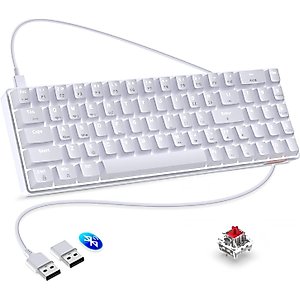 A.JAZZ AK692 Compact Hot-Swappable Wireless Number Pad Mechanical Gaming Keyboard 5.0 Bluetooth Type C Wired Mode 4000 mAh Rechargable Light up for Mac Laptop IP ad PC Phone PS4 Gamer Office - White