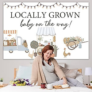 kreat4joy Locally Grown Baby Shower Backdrop, Vegetable and Fruit Baby Shower Decorations, Farmer's Market Baby Shower Decorations Backdrop for Kids Boy Girl Baby Shower Photography Background