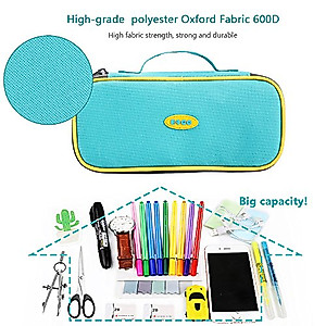 E4go Pencil Case Pencil Pouch Large Capacity Stationery Organizer Storage Pencil Bags with Zipper Use High Quality Oxford Fabric 600D, 8.6"x4.2"x2.0" (Green)
