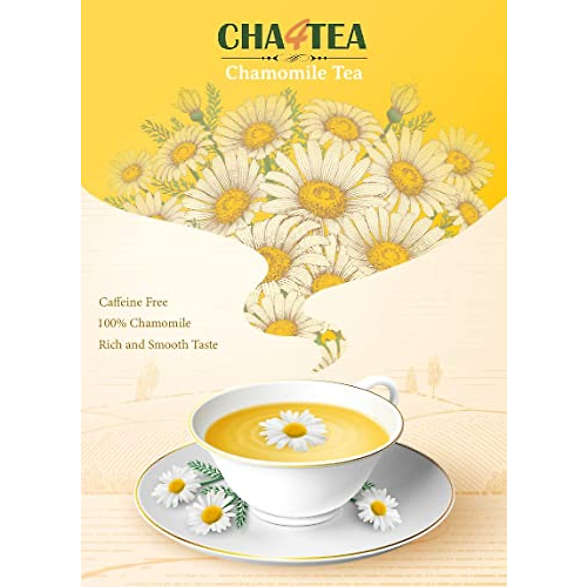 Cha4Tea 36-Count Pure Camomile Herbal Tea Pods for Keurig K-Cup Brewers - Bedtime/Sleep-well/Nightly Calm/Relaxing Tea