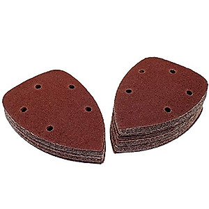 Cionyce 50 Pcs 80 Grit Mouse Detail Sander Sandpaper 5 Hole Mouse Sandpaper Hook and Loop Sander Pads Sanding Sheets for 140mm Sanding Machine