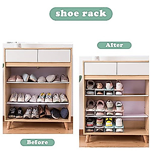 Shoe Racks ZXK Organizer for Closet Detachable Shoe Slots Compact Plastic Double Shoe Stacker Stackable Easy Shoe Holder Space-Saver - 10 Pack