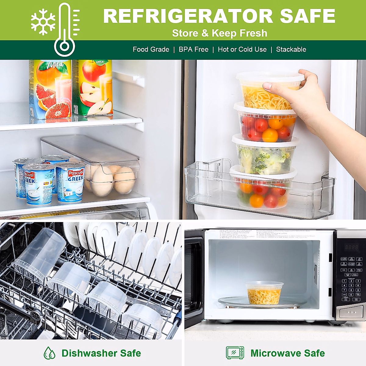 AOZITA 32 Sets 12 oz Plastic Deli Food Containers With Lids, Airtight Food Storage Containers, Freezer/Dishwasher/Microwave Safe, Soup Containers For Takeout Meal Prep Storage