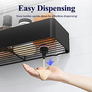 Kitsure Large Shower Caddy - 2 Pack Adhesive Shower Organizer, Drill-Free Shower Shelves for Inside Shower, Rustproof Stainless Steel Shower Rack for Bathroom, Black