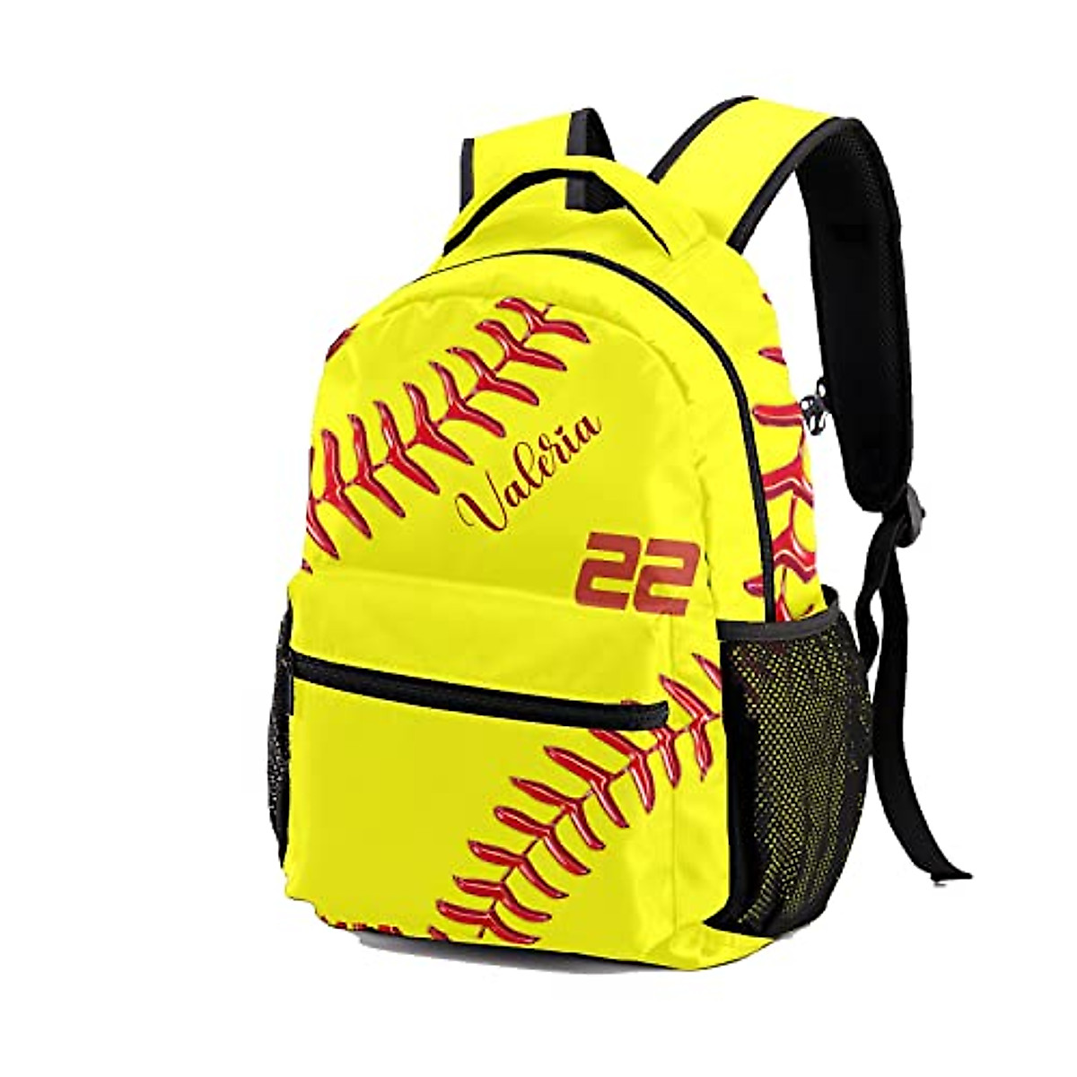 zaaprintblanket Personalized Softball Baseball Number with Text Name Casual Bags Waterproof Backpack for Unisex Adult Gift
