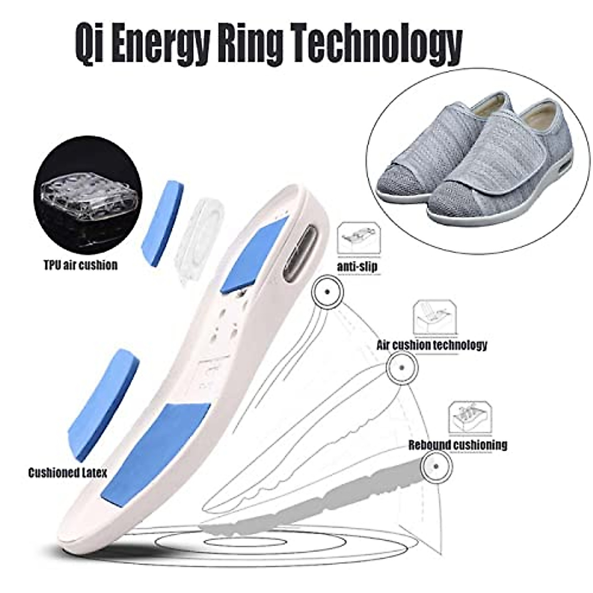 YOGYE Arthritis Edema Adjustable Closure Toe Swollen Feet Slippers,Breathable Mesh Sneakers for Elderly Diabetic Edema Swollen Feet,Light Grey▁41