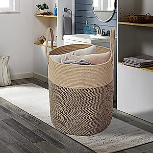 Jute Laundry Hamper Large Woven Rope Storage Basket with Handles 20' Height Tall 83L,Laundry Basket Decorative Basket for Living Room,Pillows,Clothes, 18'Wx20'H